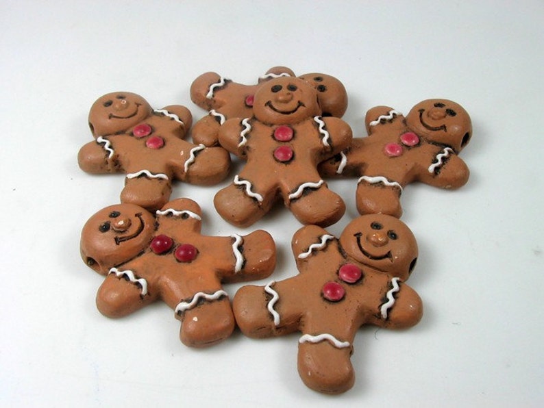 4 Large Gingerbread Man Beads Cookie Peruvian Ceramic - Etsy