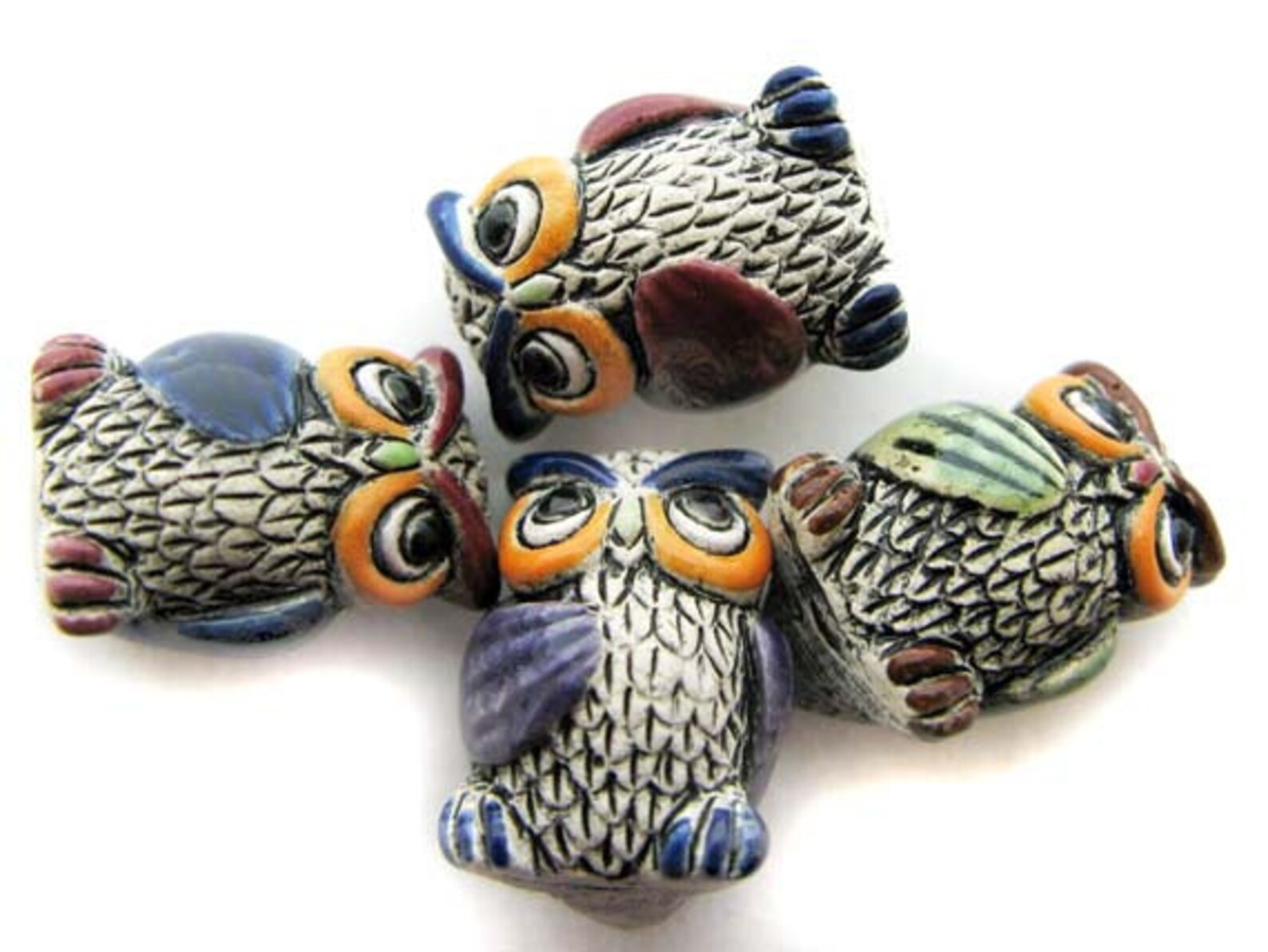 4 Large Owl Beads Mixed Wings LG457 - Etsy