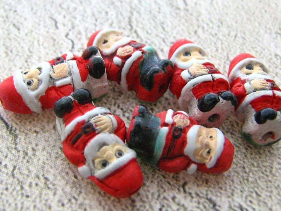4 Tiny Santa Beads Peruvian, Ceramic, Santa Claus, Christmas CB22 - Etsy