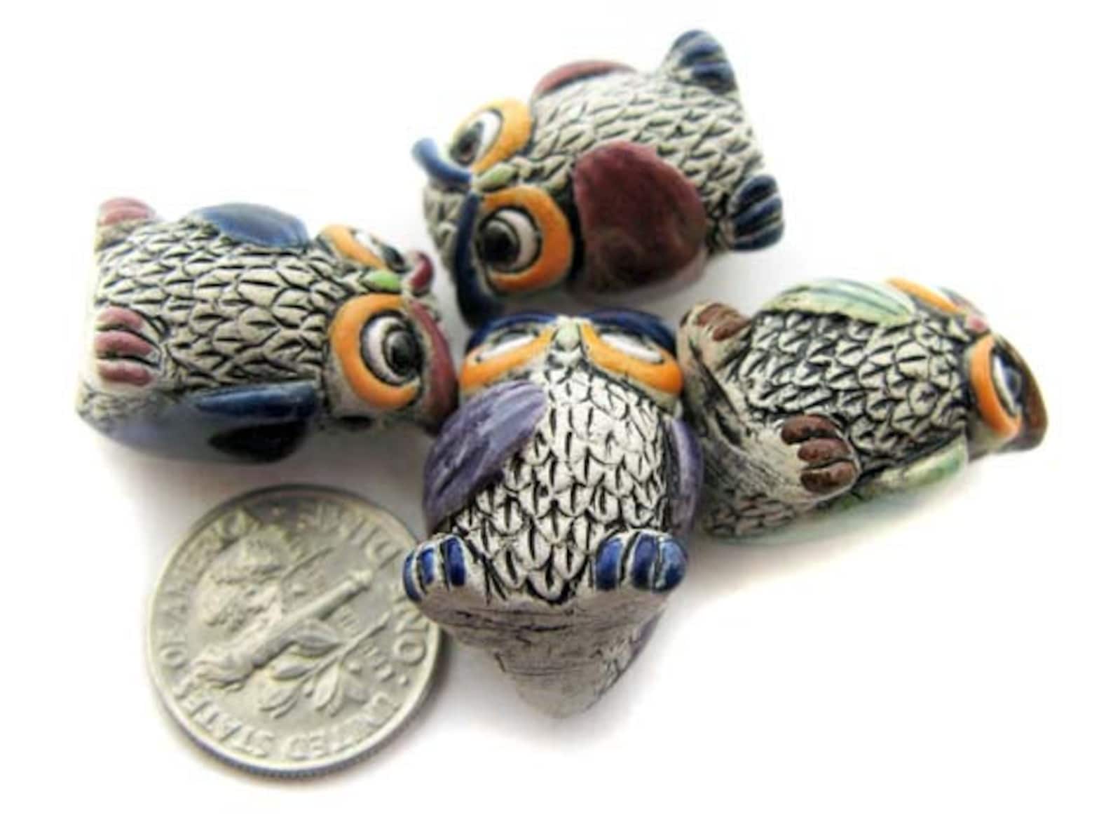4 Large Owl Beads Mixed Wings LG457 - Etsy