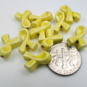 20 Tiny Yellow Ribbon Beads CB488 - Etsy