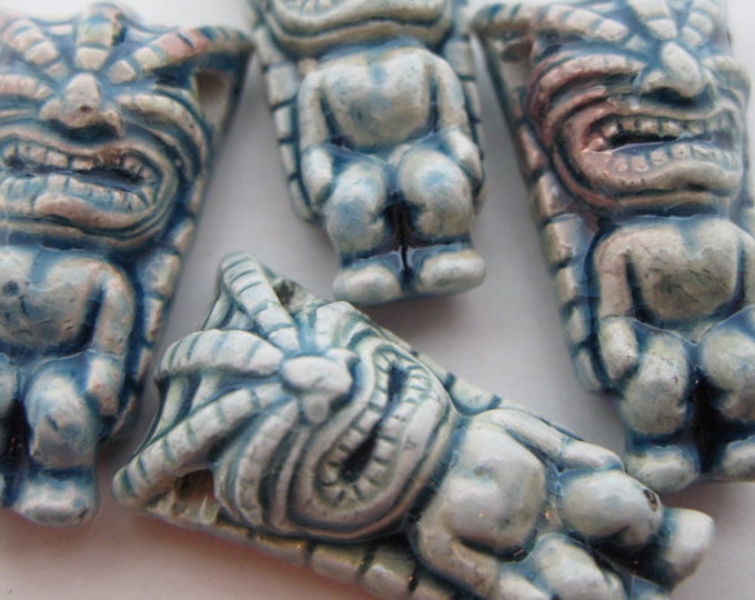 10 Raku Tiki Beads Kanaloa Raku Beads, Ceramic Beads, Peruvian Beads ...