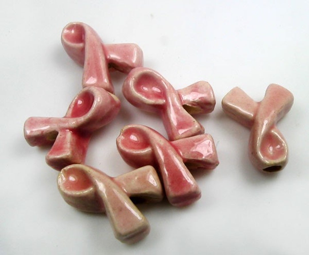 20 Tiny Pink Ribbon Beads CB487 - Etsy