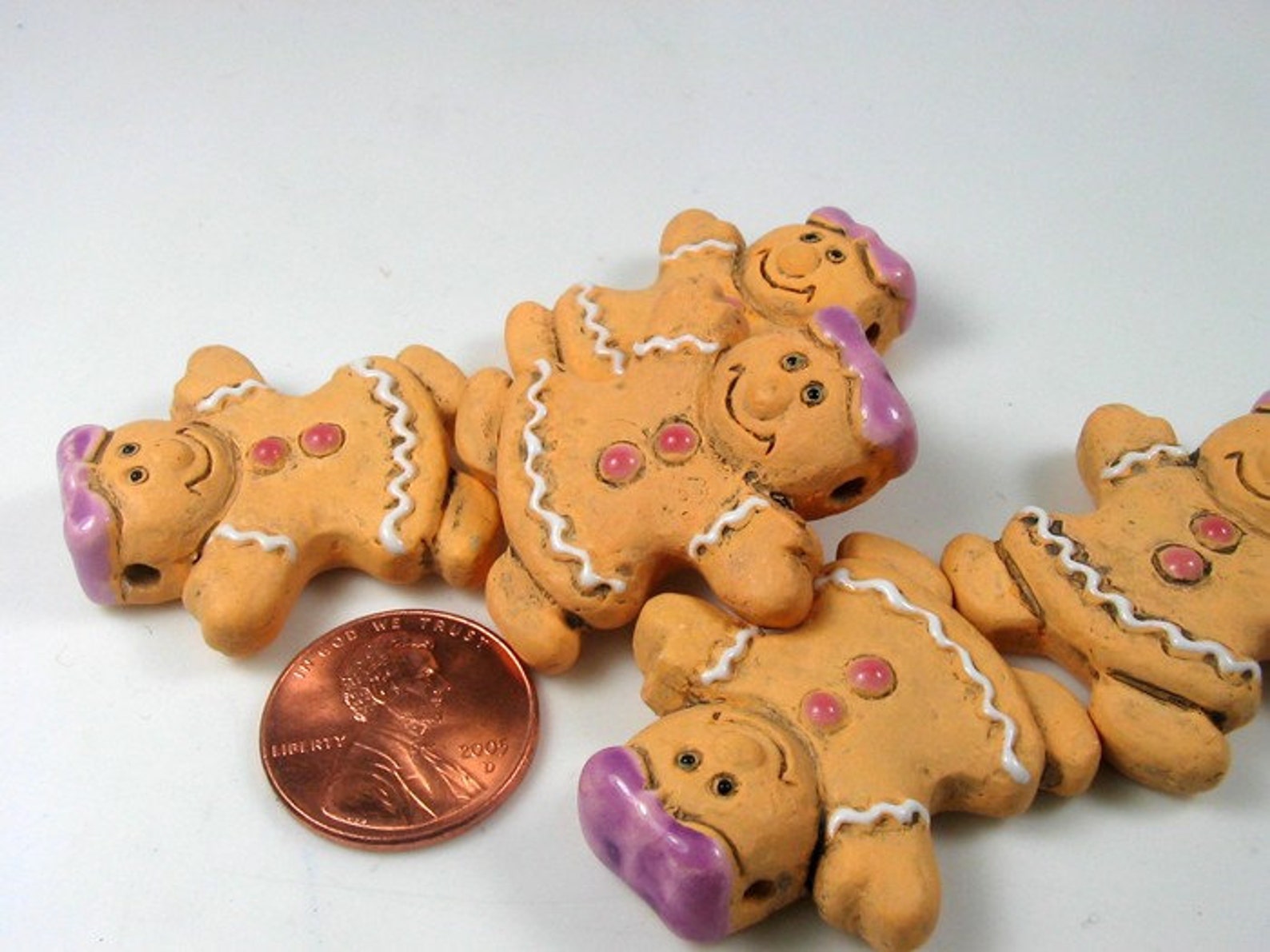 4 Large Gingerbread Woman Beads Ceramic Peruvian Cookie - Etsy