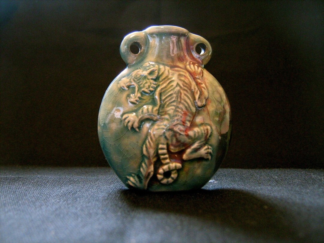 Raku Ceramic Bottle Bead Tiger RAKBOT53 - Etsy
