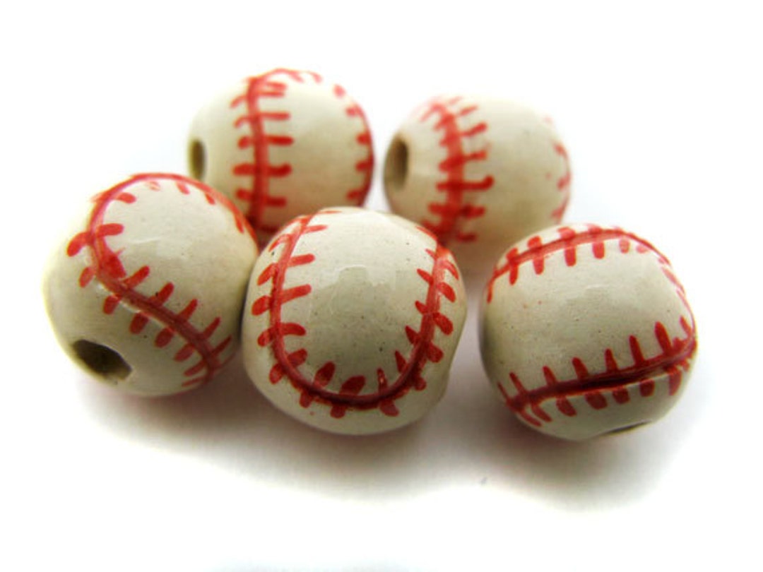 10 Large Red Baseball Beads 12mm - Etsy