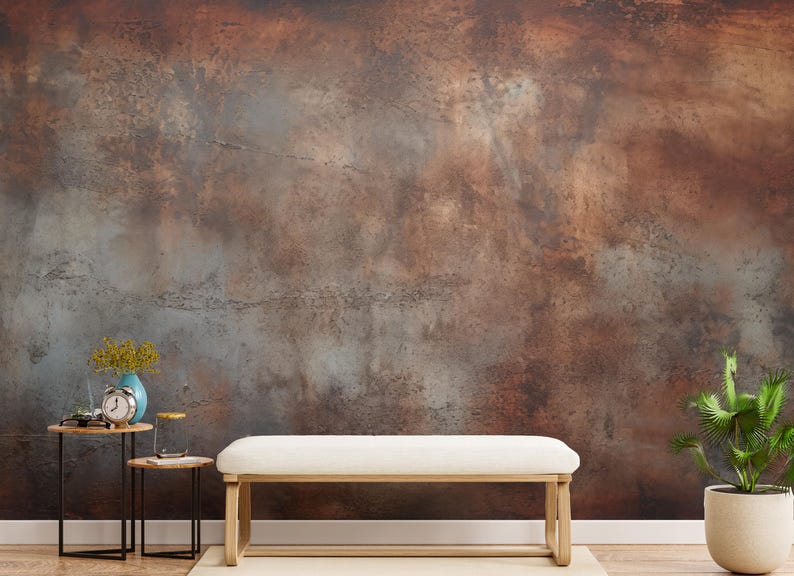 Rustic Metallic Wallpaper | Copper Gray Industrial Peel and Stick Wall ...