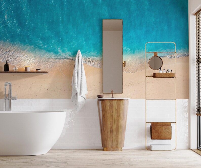 Coastal Beach Peel and Stick Wallpaper - Ocean View Wall Mural - Etsy