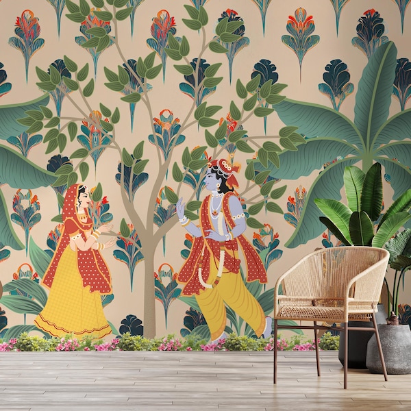 Radha Wallpaper Mural - Etsy UK