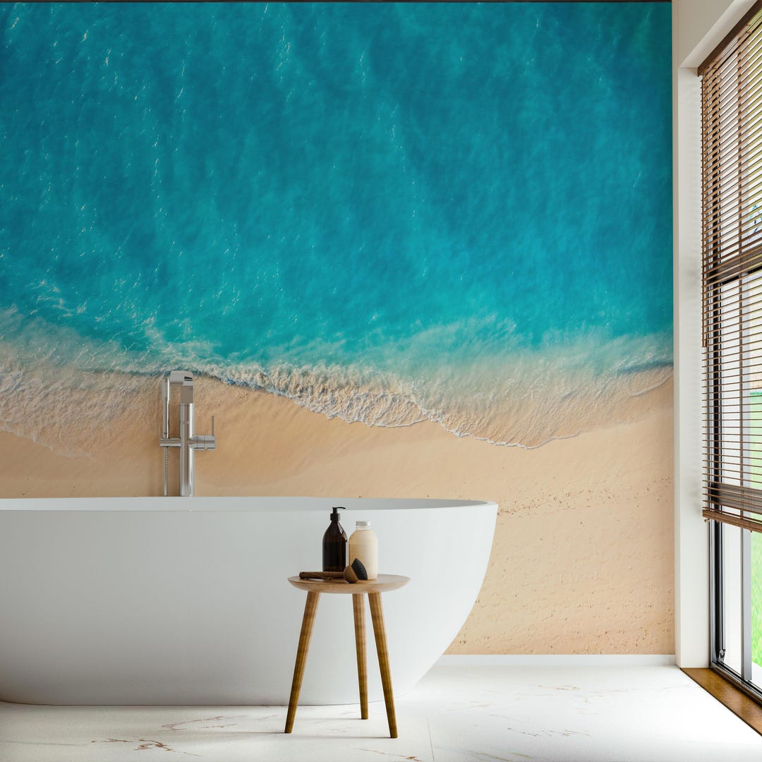 Coastal Beach Peel and Stick Wallpaper - Ocean View Wall Mural - Etsy
