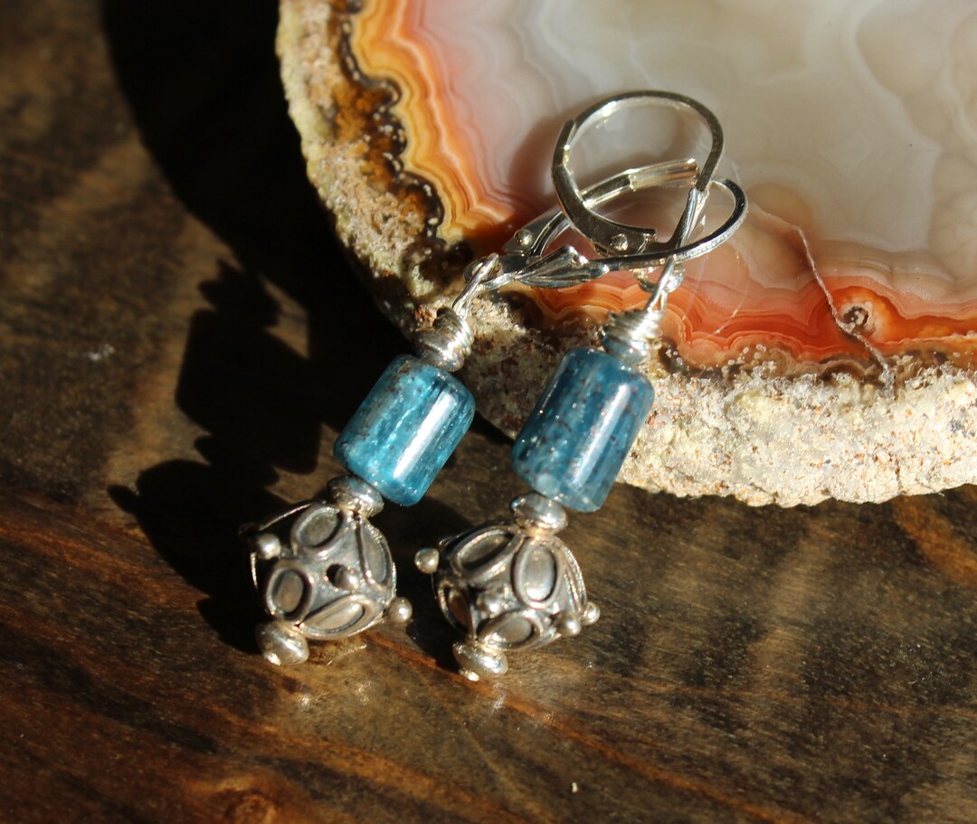 Apatite Bright Blue Stone and Sterling Silver Earrings by Evydaywear ...