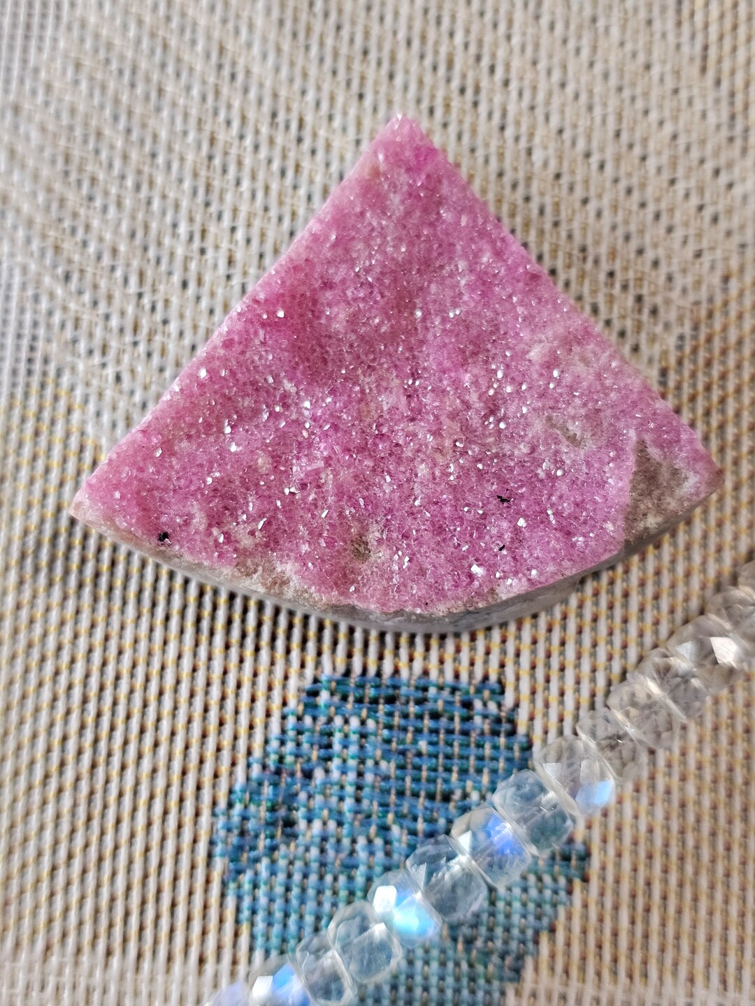 Cobalto Calcite Druzy Cabochon, Pink Druzy Triangle Cabochon, Natural ...