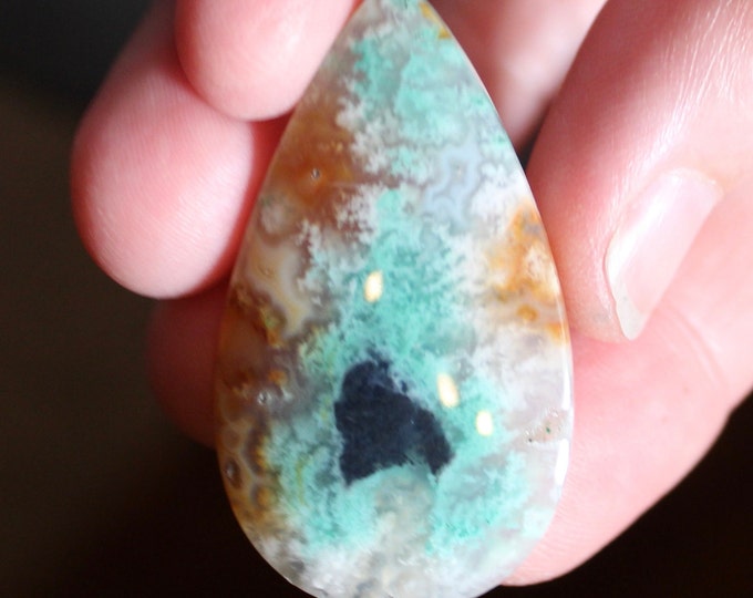 Green and Gold Moss High Grade Agate Cabochon, Garden Cabochon ...