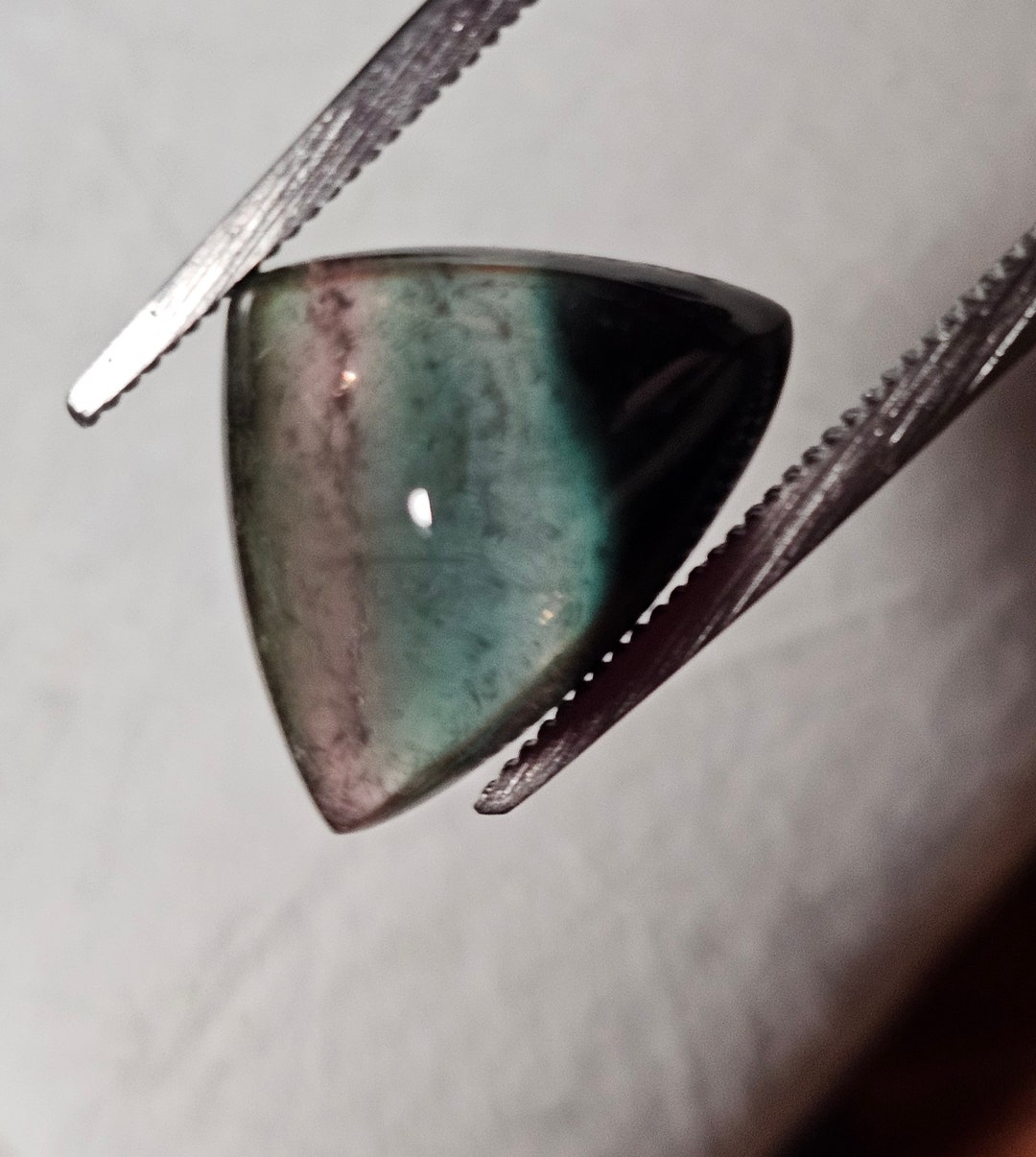 Tri-color Blue Indicolite With Green and Pink Tourmaline Cabochon Very ...