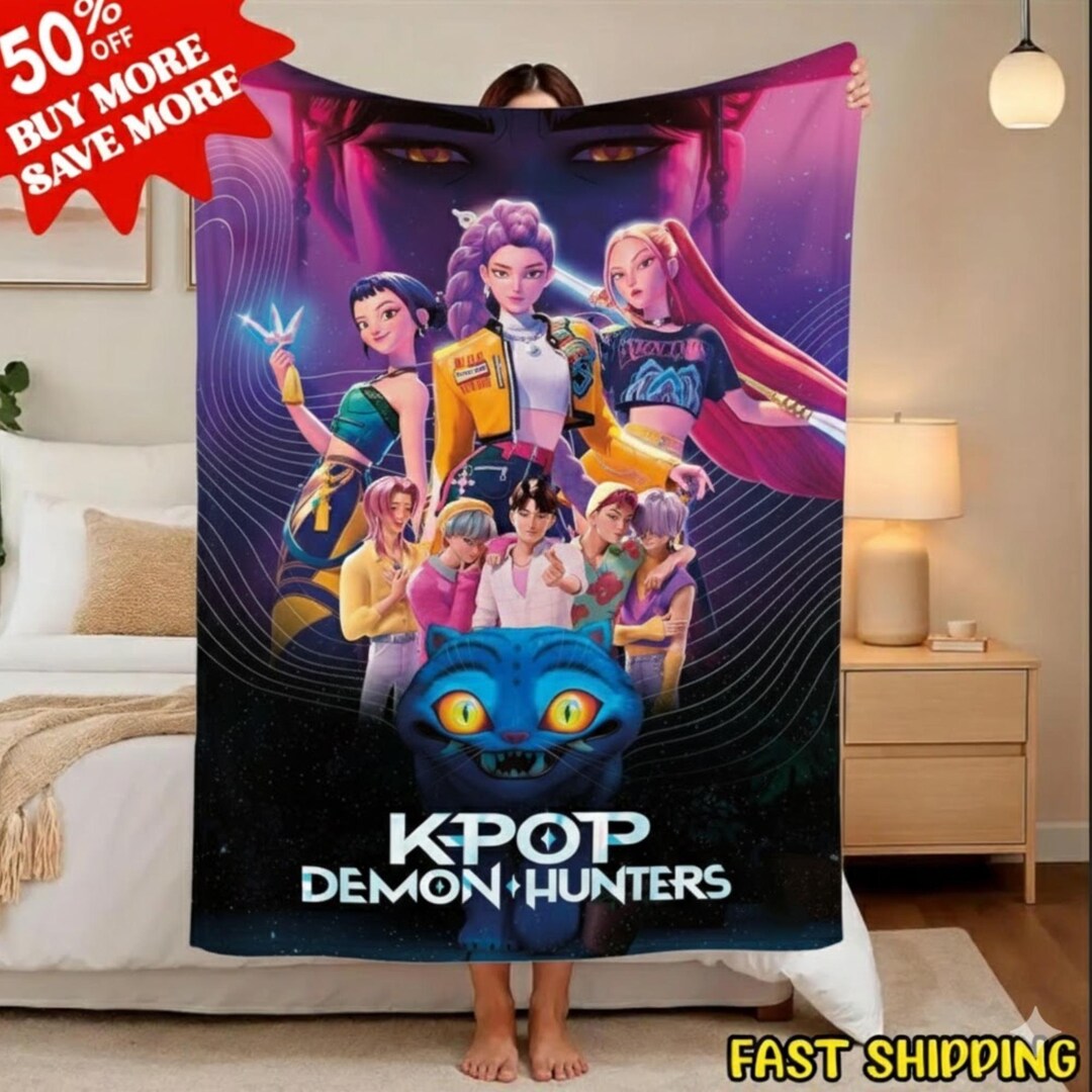 Personalized Cozy Kpop Demon Hunters Blanket With Name, Huntrix Anime ...