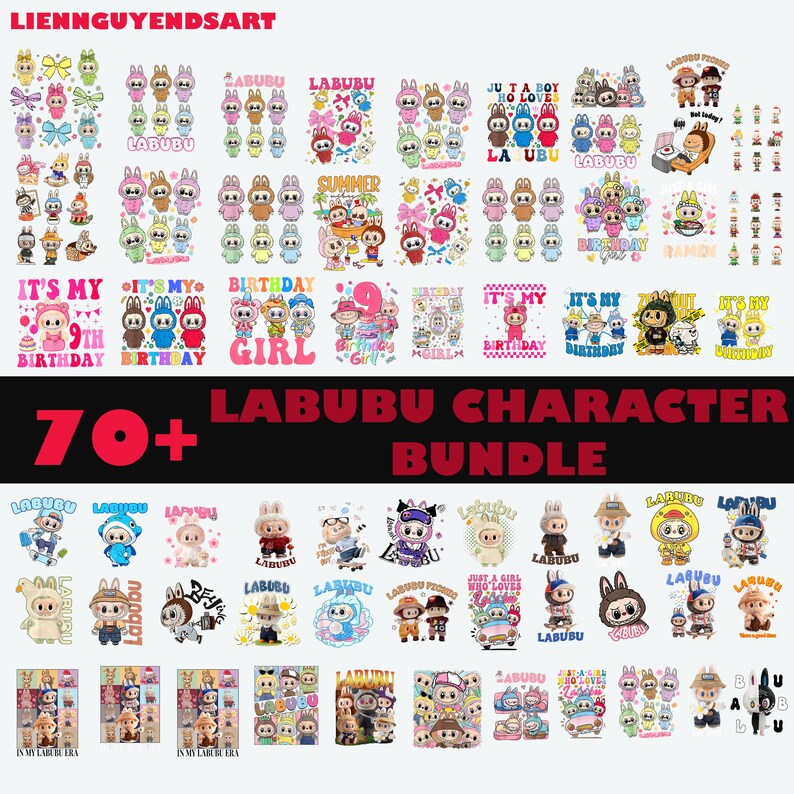 70+ Labubu Designs Bundle PNG, La Bubu PNG, Design for T Shirt ...