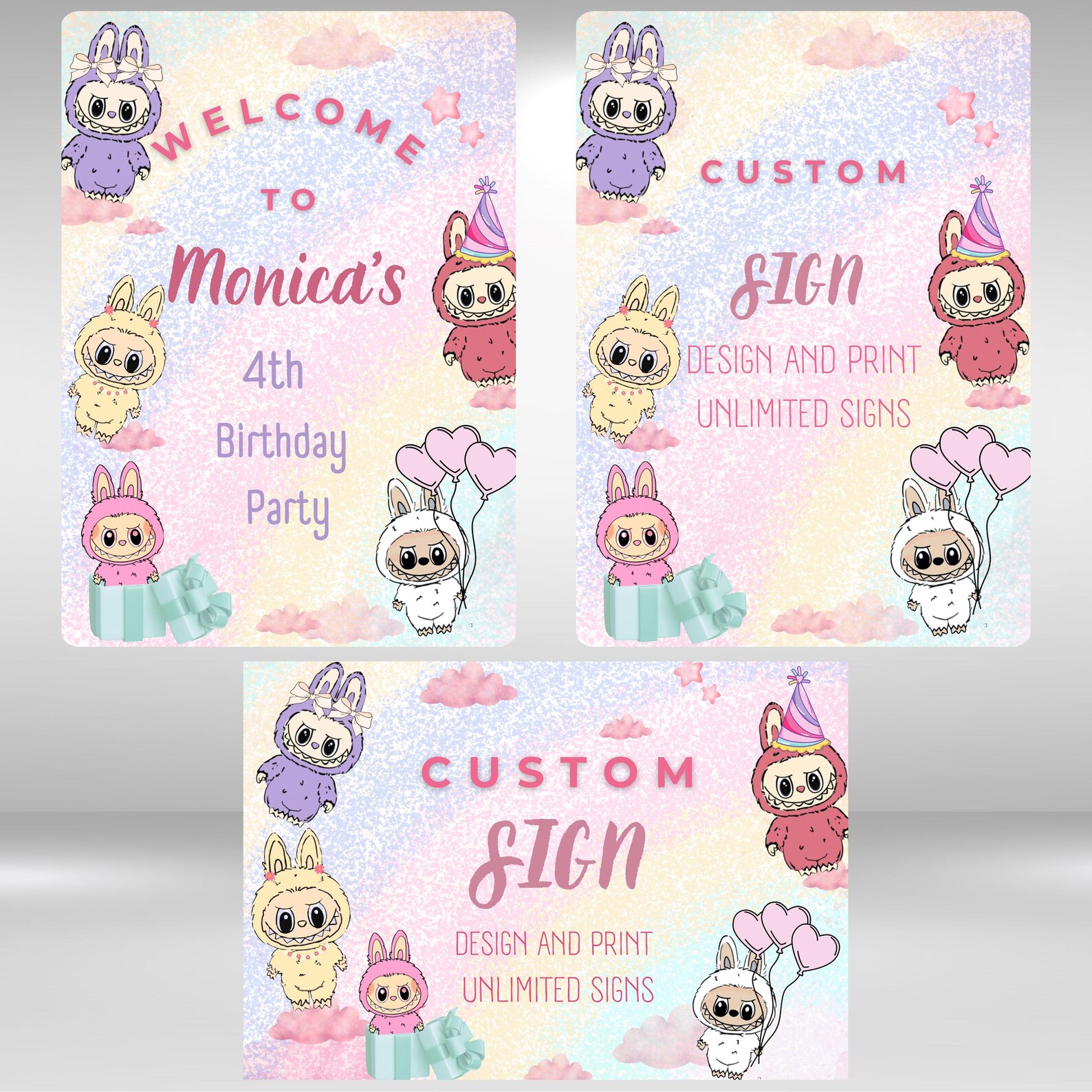 Custom Welcome Sign, Custom Birthday Signs, Labubu Themed Party, Party ...
