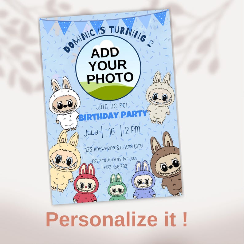 Labubu Birthday Invitation, Custom Invitation, Digital Birthday ...