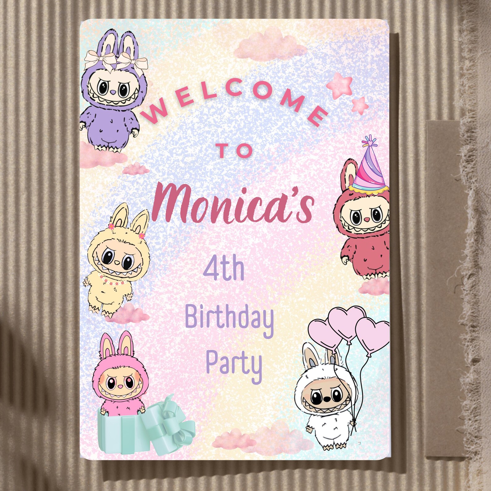 Custom Welcome Sign, Custom Birthday Signs, Labubu Themed Party, Party ...