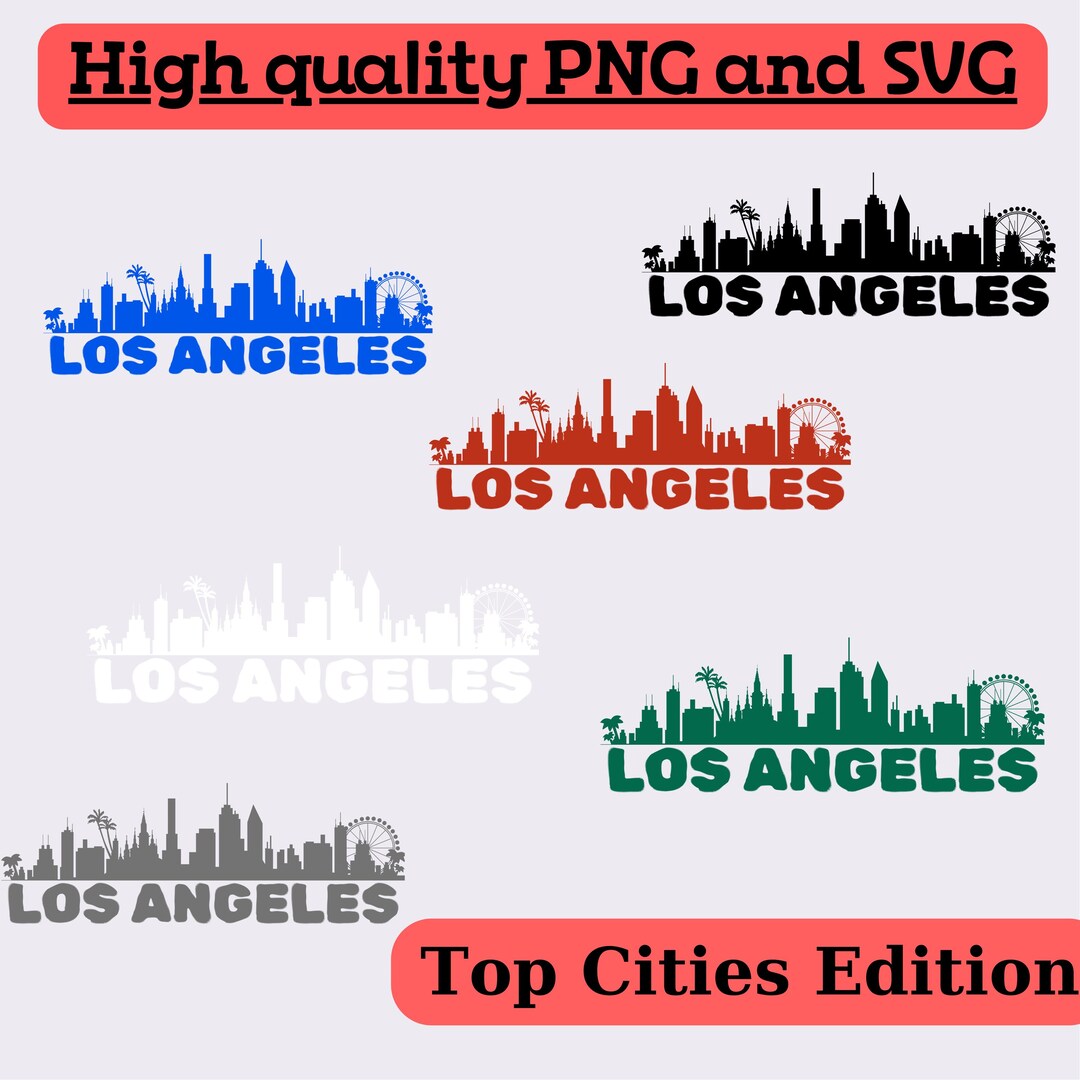 Los Angeles Word Art Bundle: Printable PNG & SVG Files - Stunning ...