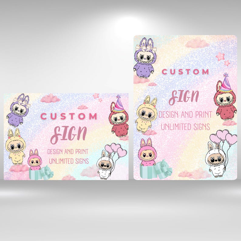 Custom Welcome Sign, Custom Birthday Signs, Labubu Themed Party, Party ...