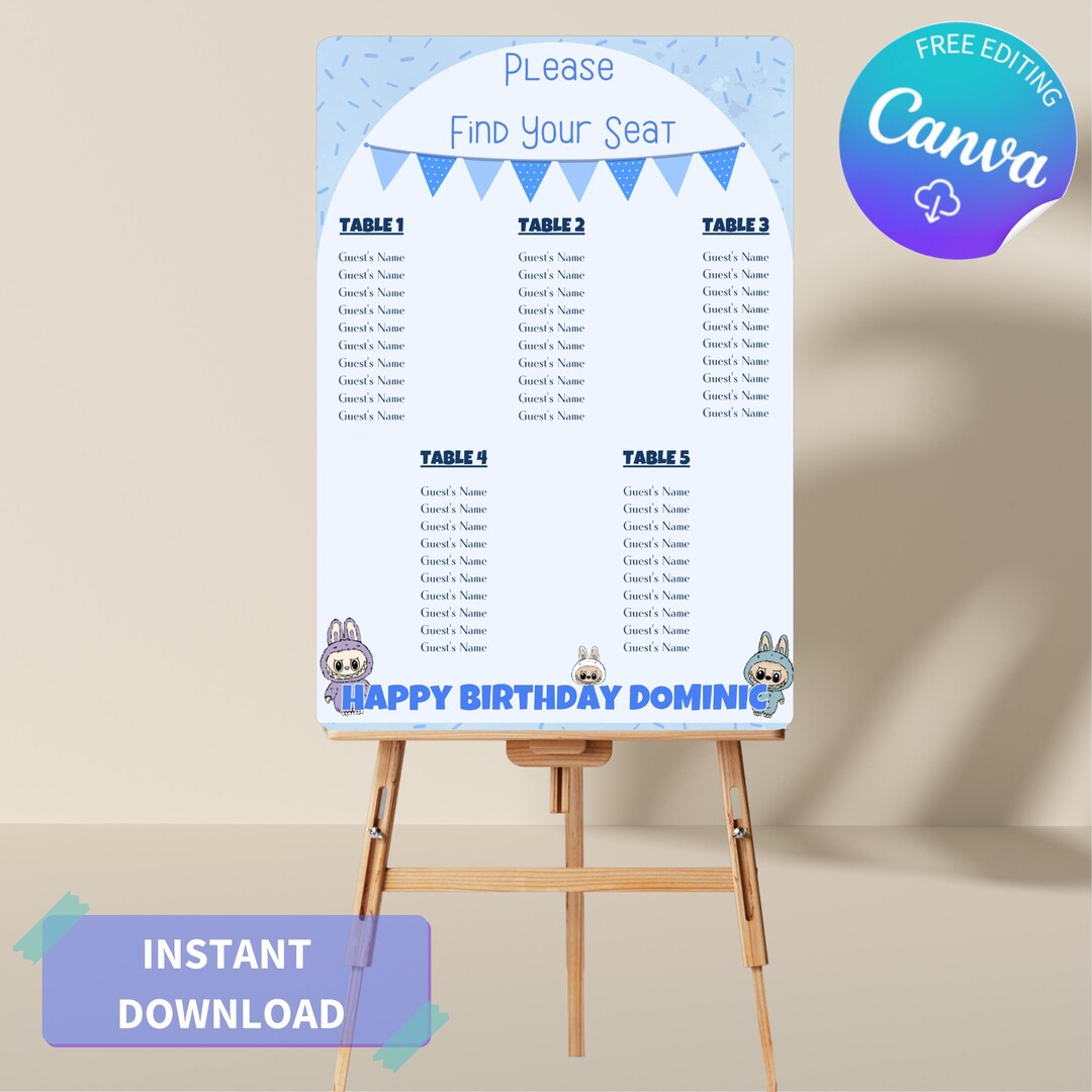 Custom Seating Board, Labubu Template Board, Labubu Themed Party, Find ...