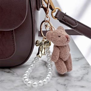 Cute Teddy Bear Keychain – Soft Plush Key Ring for Women, Bag or Car ...