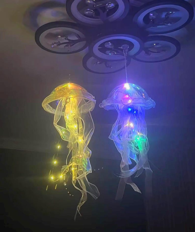 Handmade Jellyfish Lamp Ocean Wave Projector LED Night Light - Mood ...