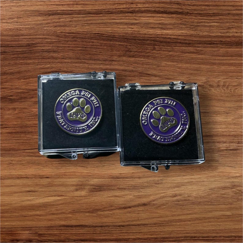 Omega Psi Phi Paw Print Lapel Pin | Gold & Purple Greek Jewelry | Que ...