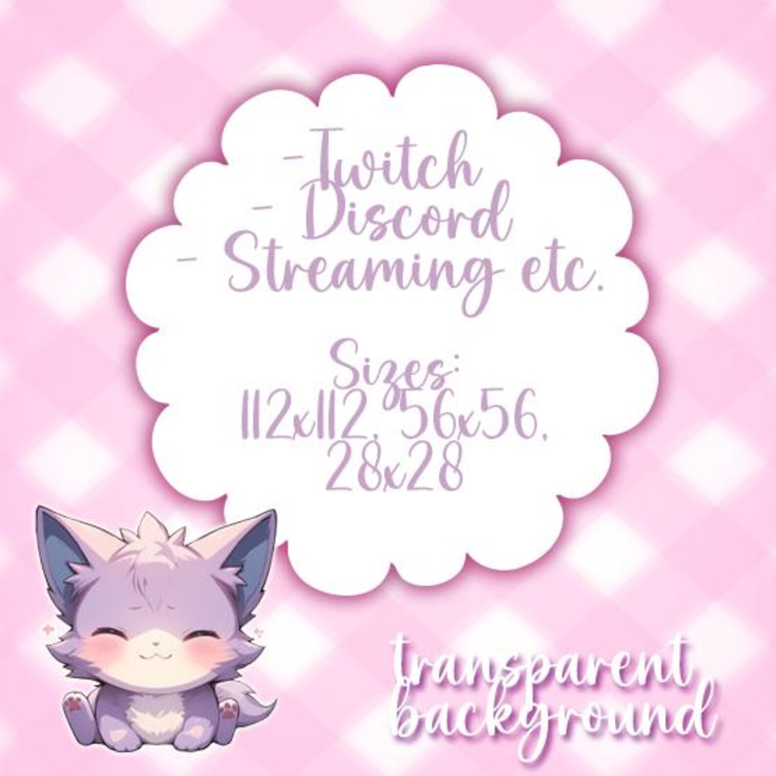 Violet Plushie Cat Emotes | Cute Kawaii Twitch & Discord Emote Pack ...