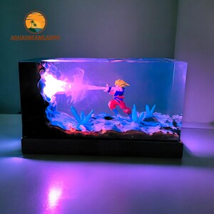 Dragon Ball Goku Diorama Resin Lamp, Handmade Anime Epoxy Wood Lamp ...