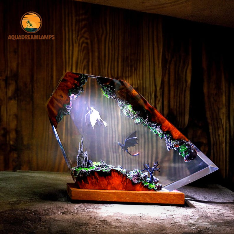 Toothless & Light Fury Epoxy Resin Lamp | HTTYD Night Light | Handmade ...