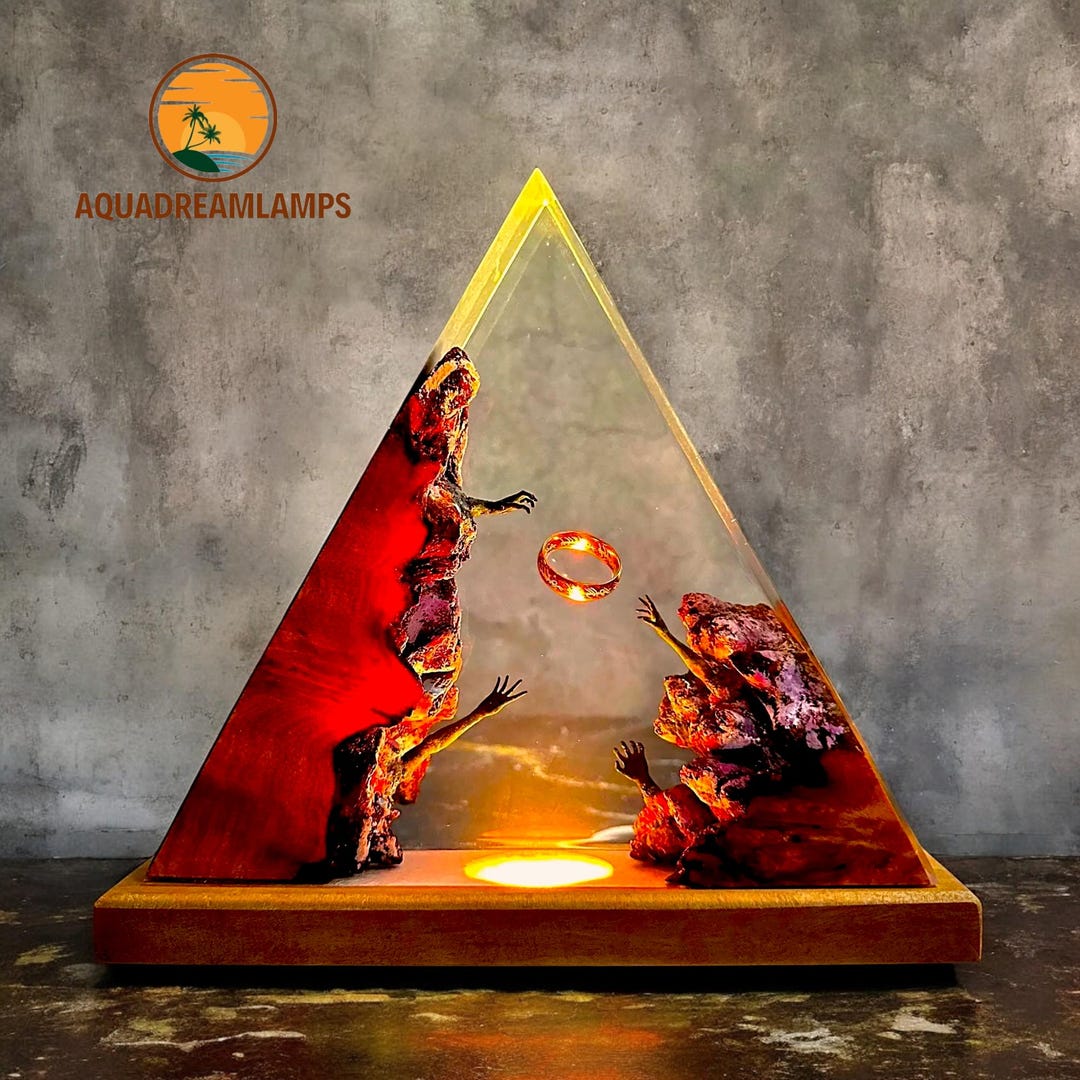Handmade Diorama Lamp - Epoxy Resin & Wood Night Light, Unique Fantasy ...