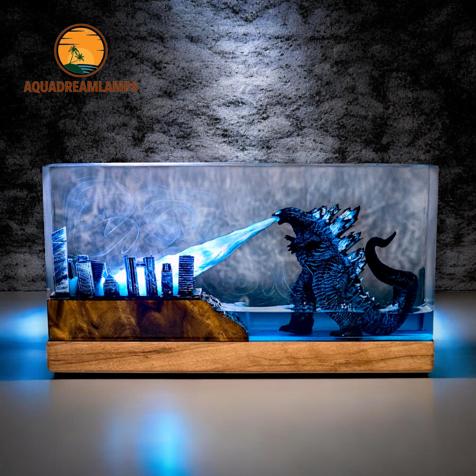 Handmade Godzilla Resin Lamp – Light-up City Diorama With Monster ...