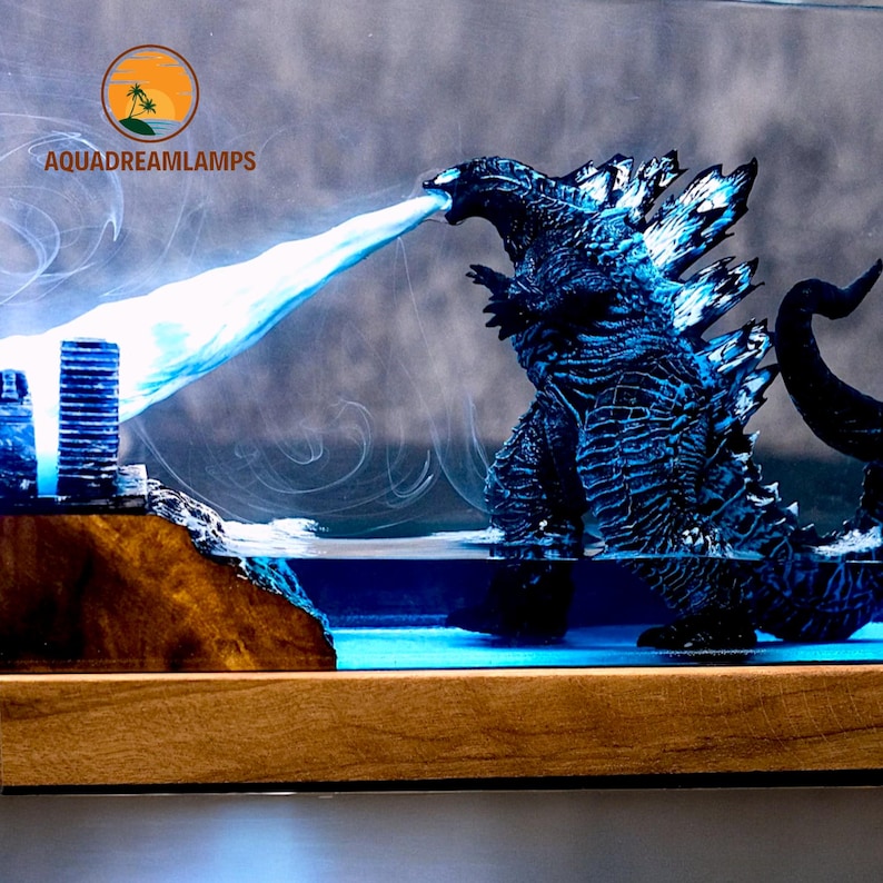 Handmade Godzilla Resin Lamp – Light-up City Diorama With Monster ...