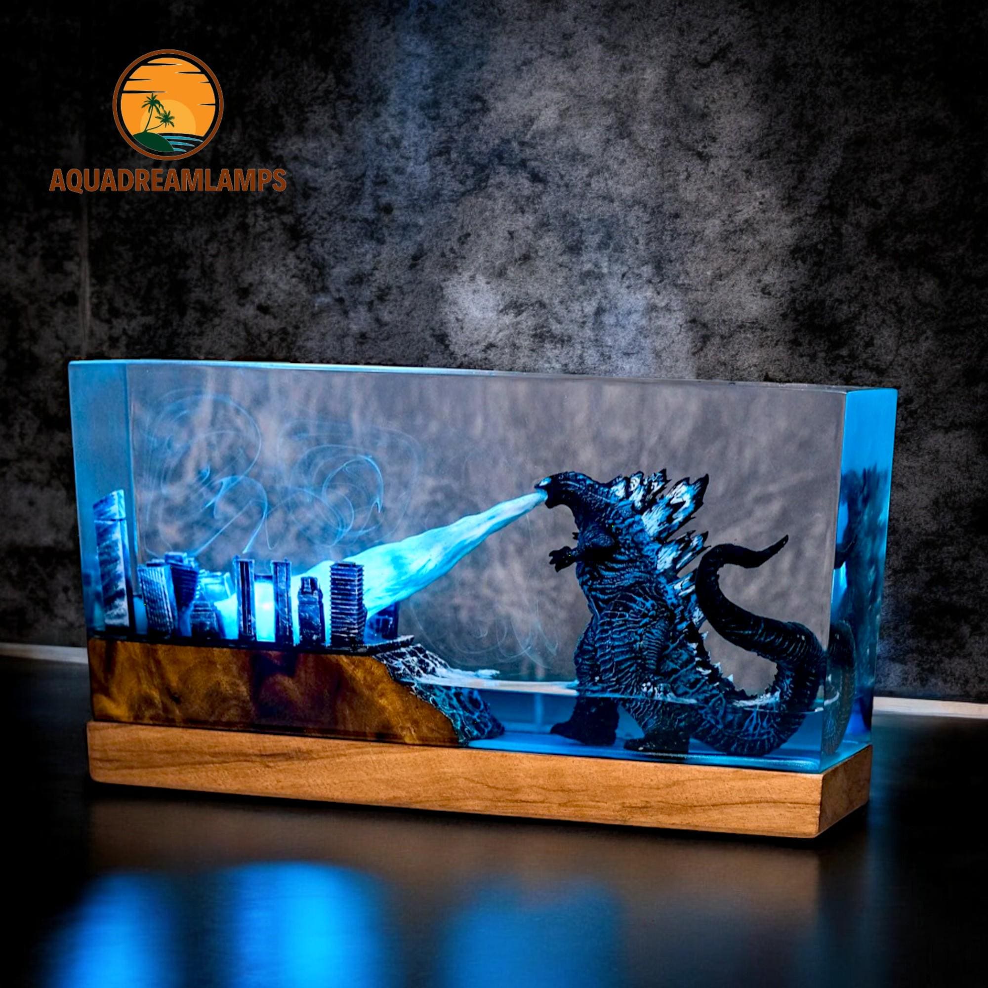 Handmade Godzilla Resin Lamp – Light-up City Diorama With Monster ...