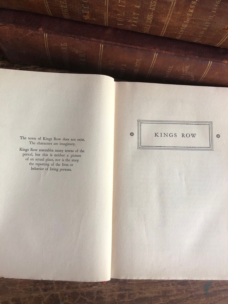 King's Row by Henry Bellamann , Historical and Cultural Novel, 1941 ...