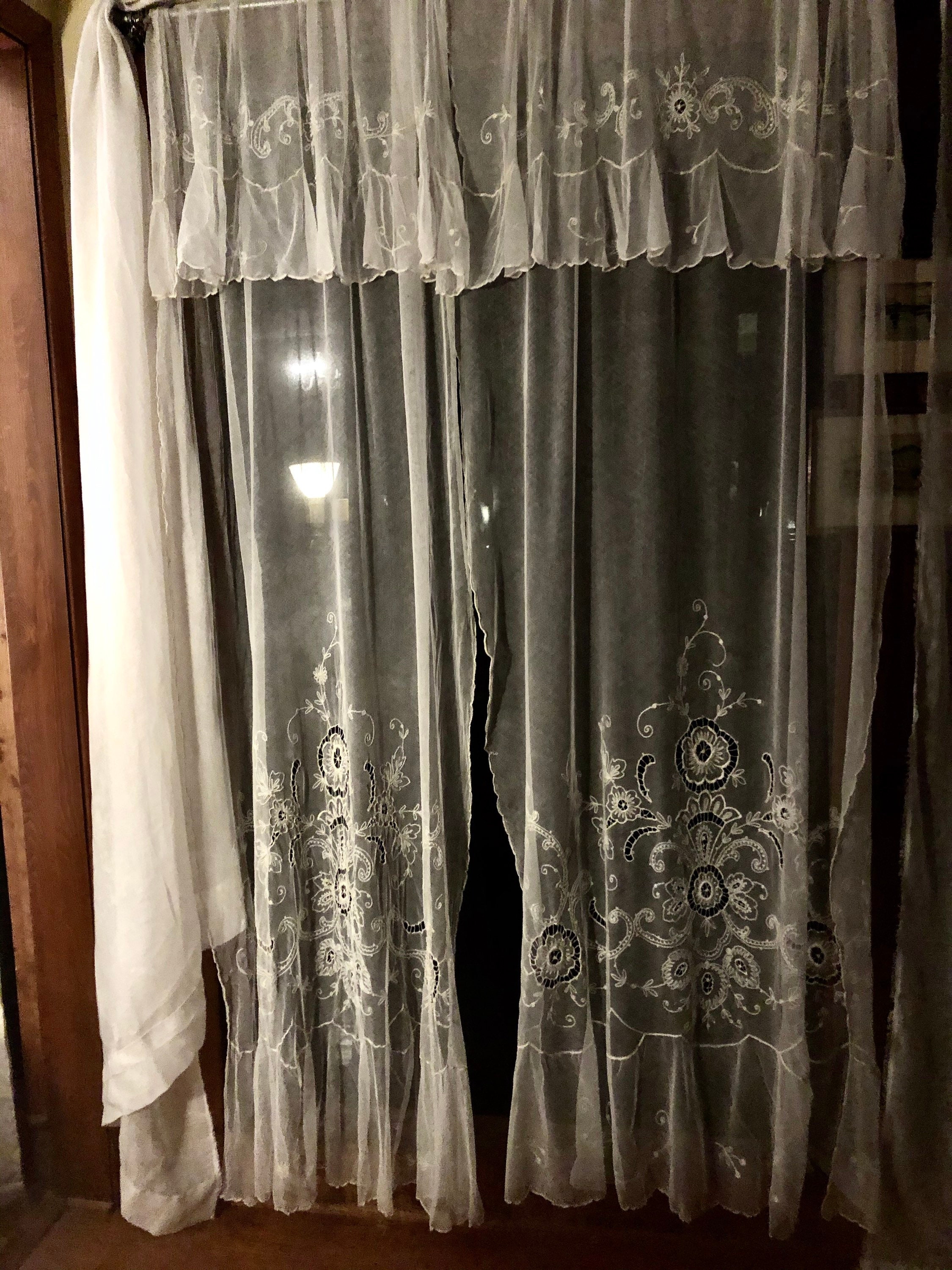 Antique Lace Panel Pair Irish Limerick Tambour and Embroidery - Etsy