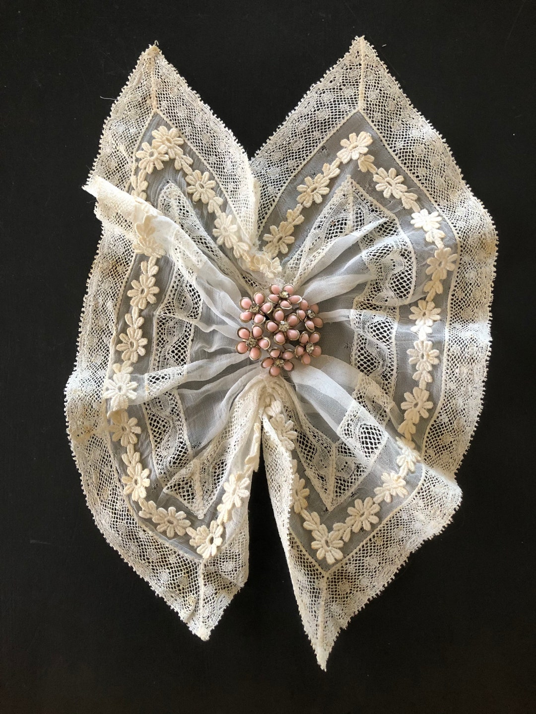 Lace Jabot With Daisy Trim, Period Costume, Antique Dress Accessory - Etsy