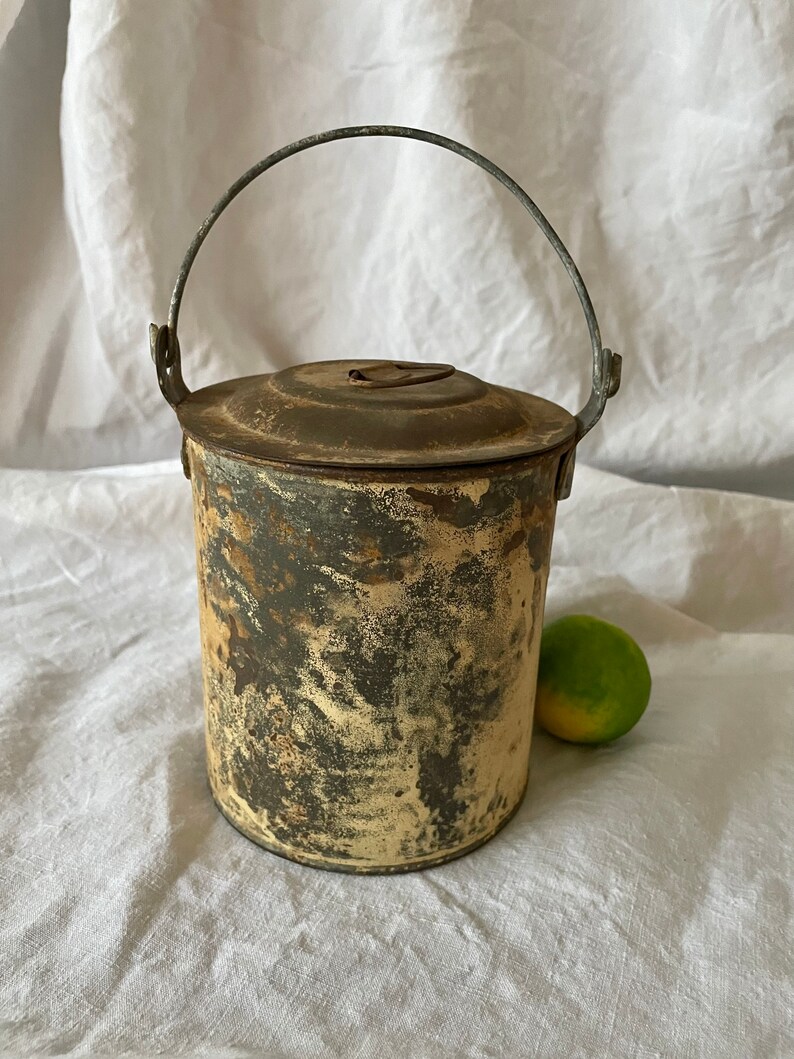 Mid 19 C. Lidded Tin Pail Lunch Pail Rustic Mustard Yellow - Etsy
