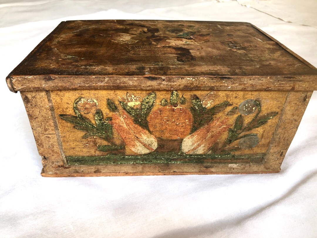 Antique Dutch Box, Bible Box, Mustard Yellow, Primitive Painted - Etsy