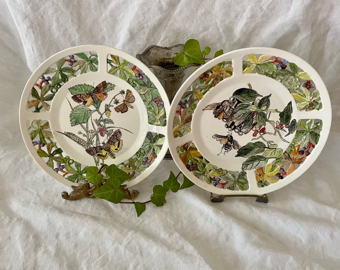 Gorgeous Bees and Butterfly Plates, Max Roesler Rodach, Hand Painted ...