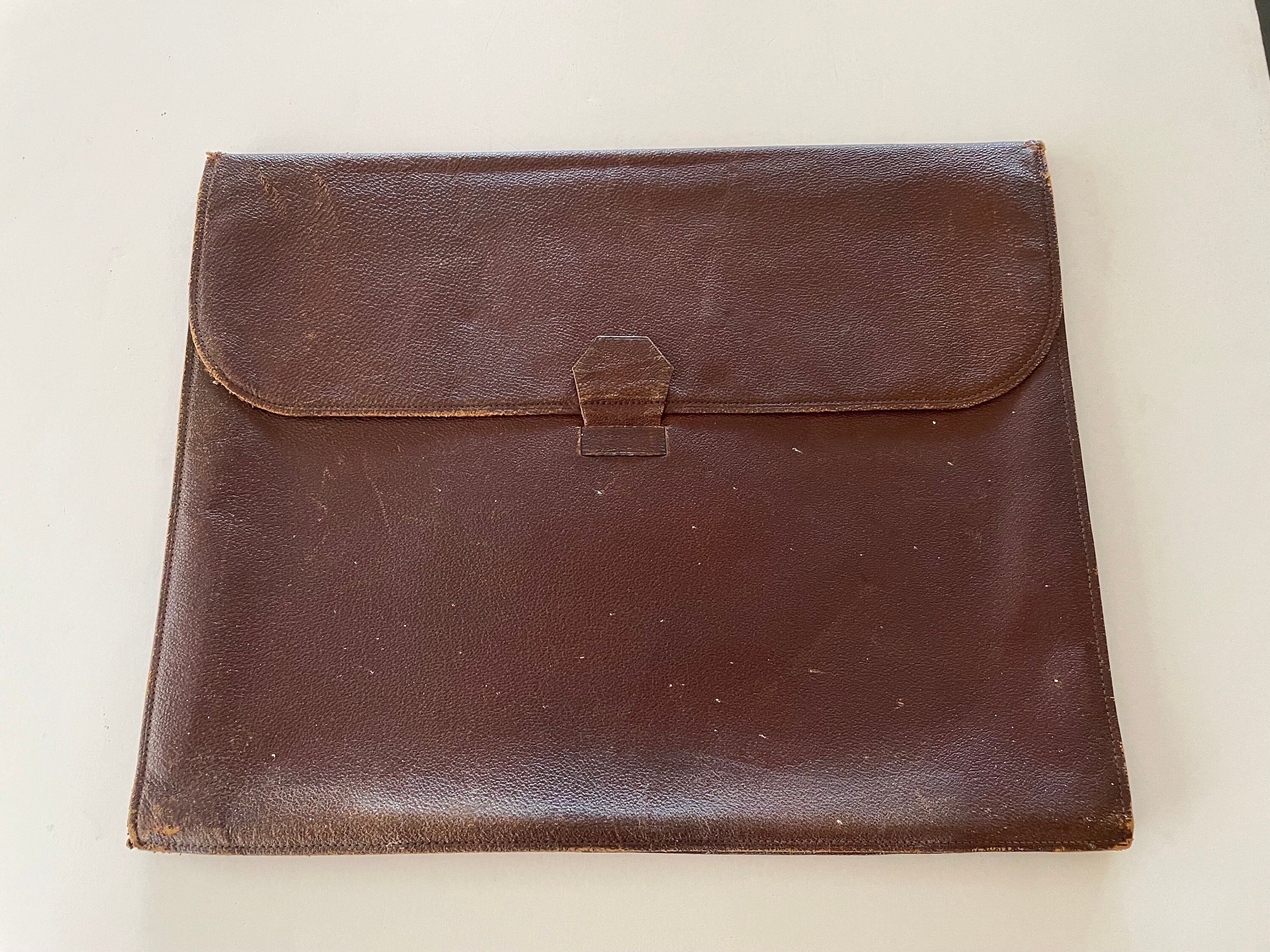 Vintage Leather File Folder Document Case, Aged Italian Leather - Etsy