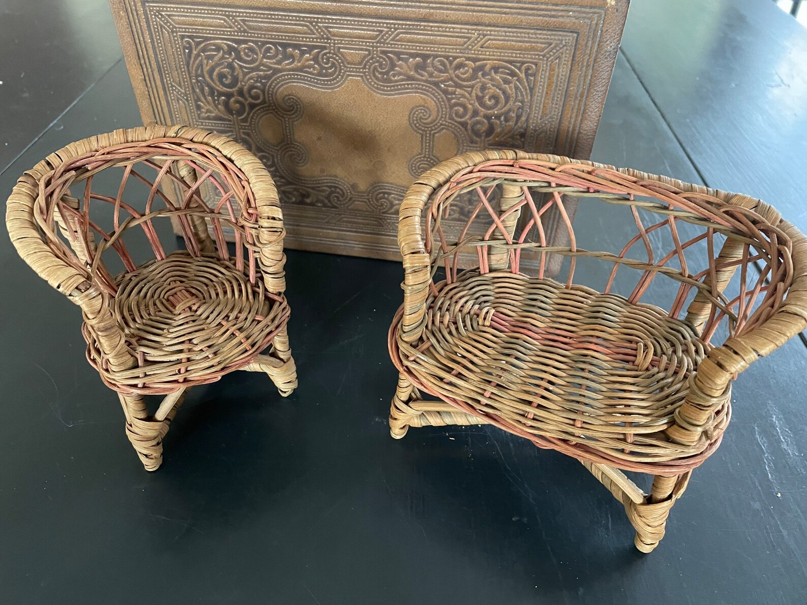 Vintage German Doll Furniture, Toy Wicker Chair and Settee - Etsy