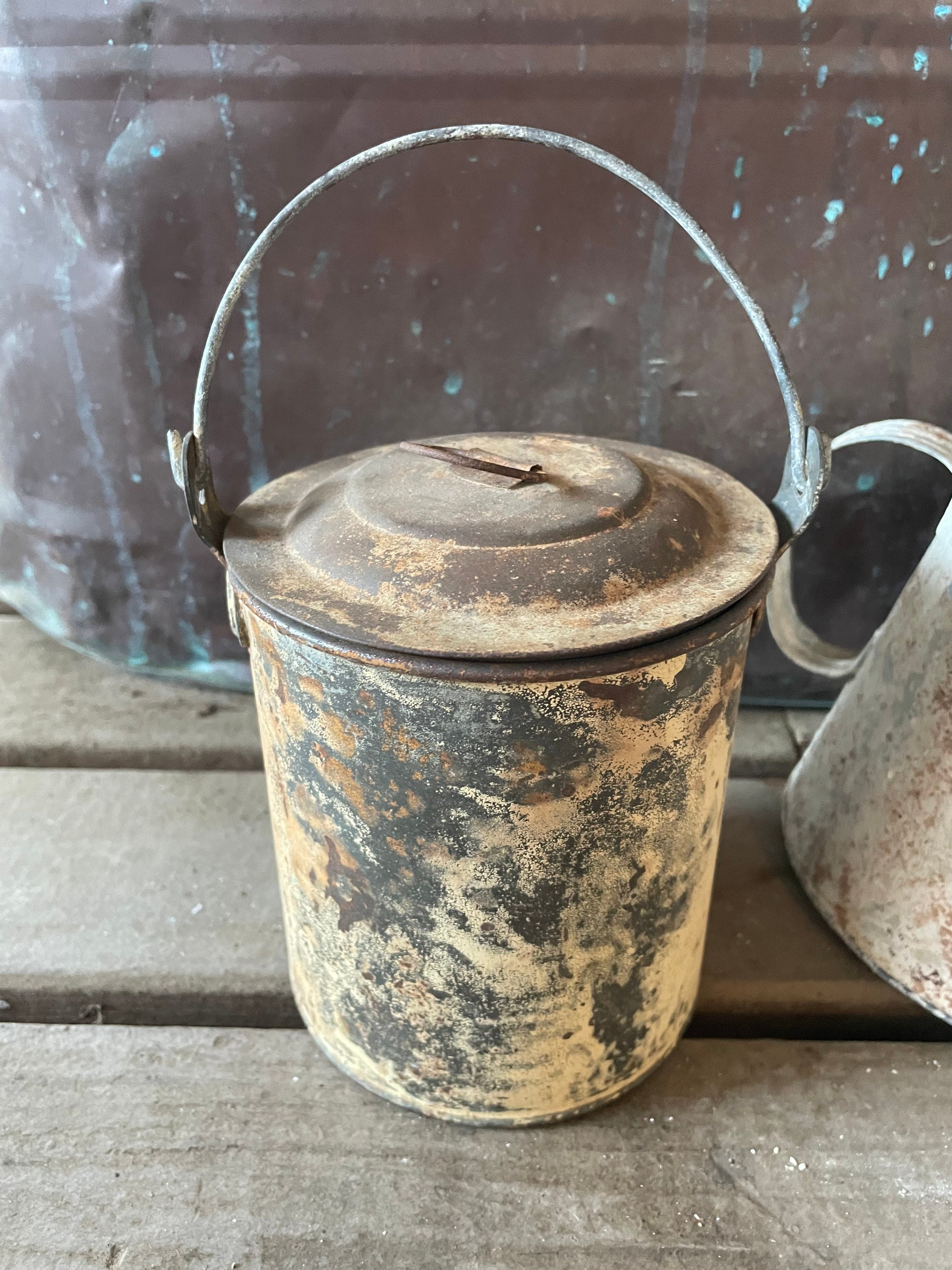 Mid 19 C. Lidded Tin Pail Lunch Pail Rustic Mustard Yellow - Etsy