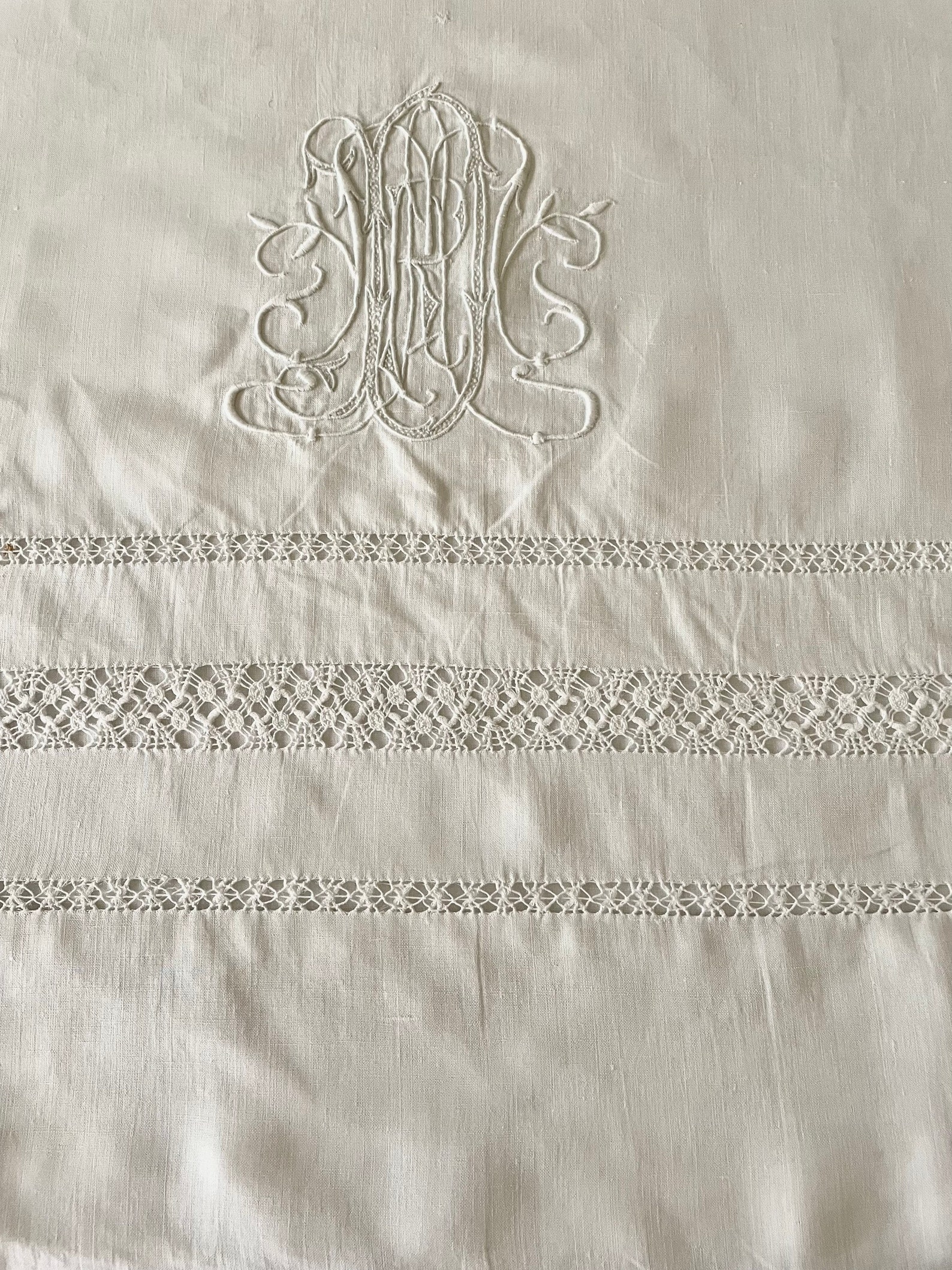 Antique Linen Queen Sheet, Marriage Sheet, Amazing Monogram, Heirloom ...