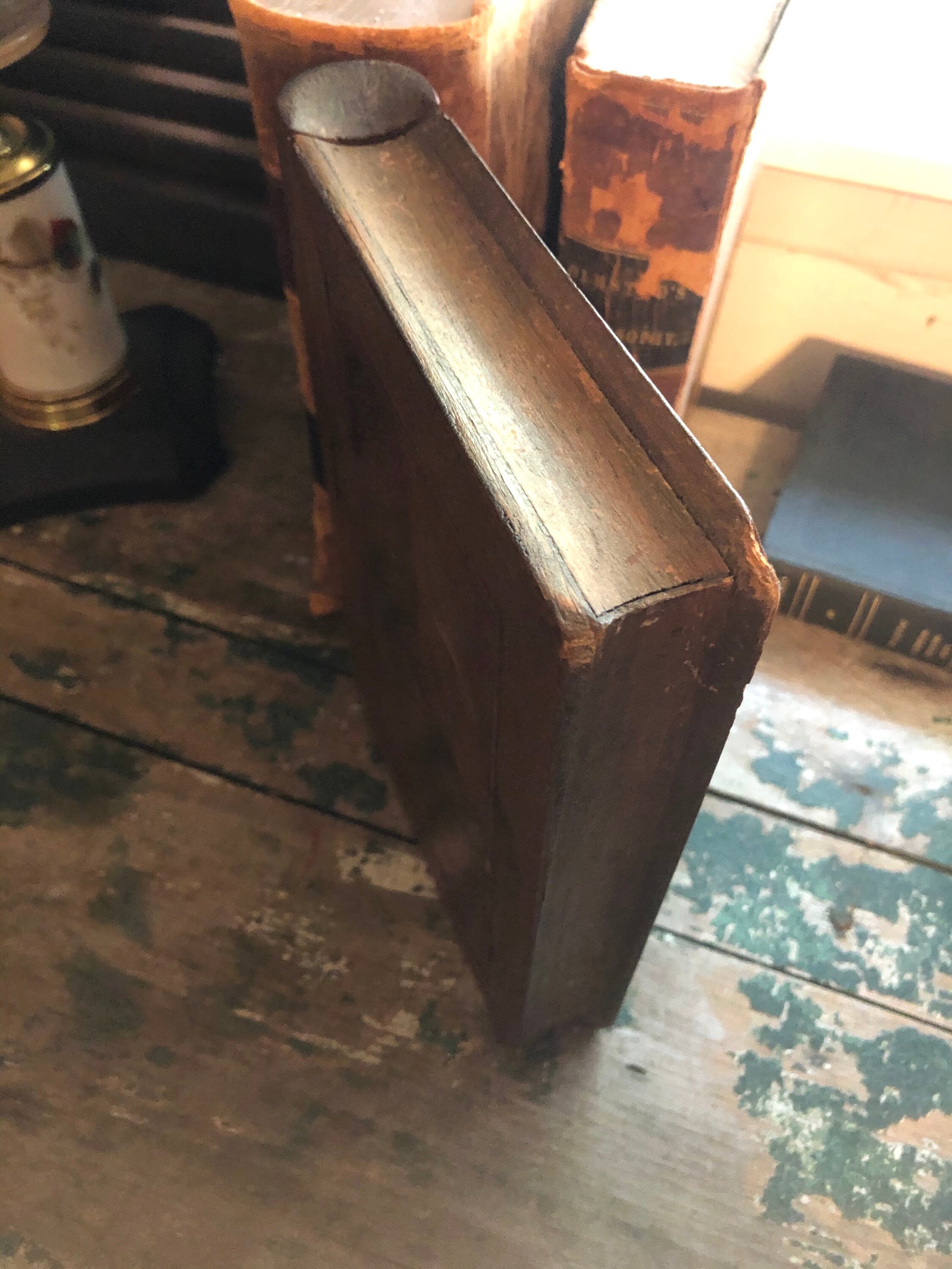 Antique Wooden Book Secret Box Inlaid Patterns Age Worn - Etsy