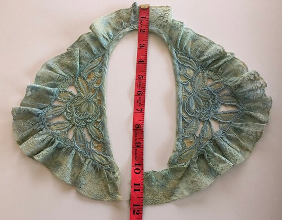 Antique Blue Lace Collar, Victorian Edwardian Apparel… - Gem