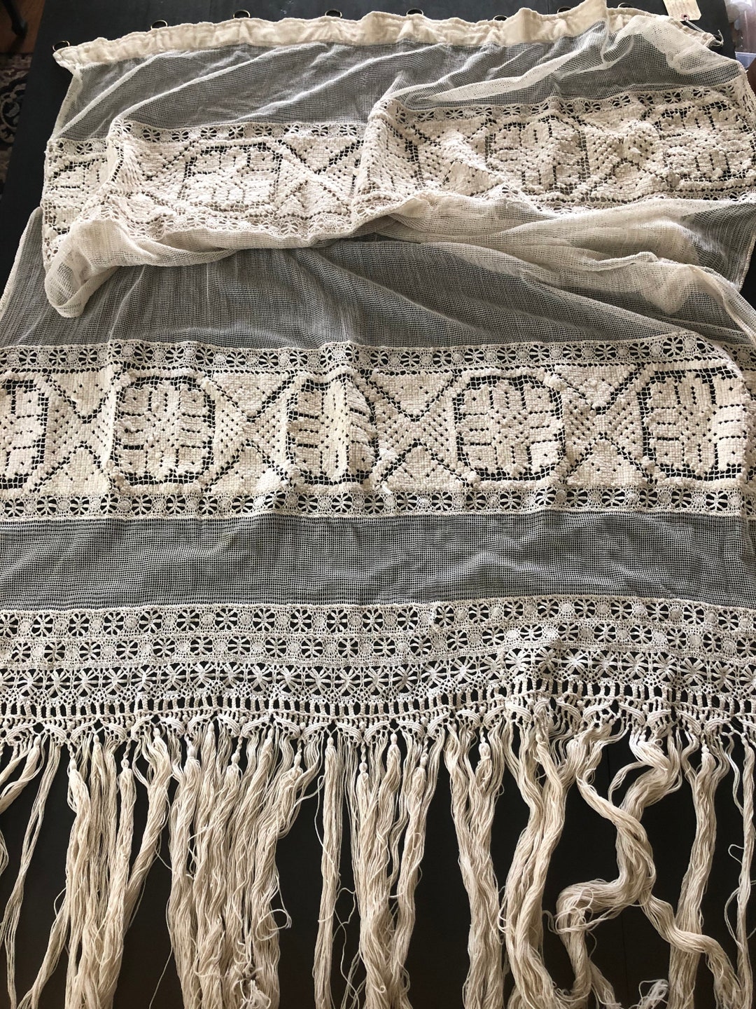 Italian Lace Curtain, French Door or Window Drape, Antique Mixed ...