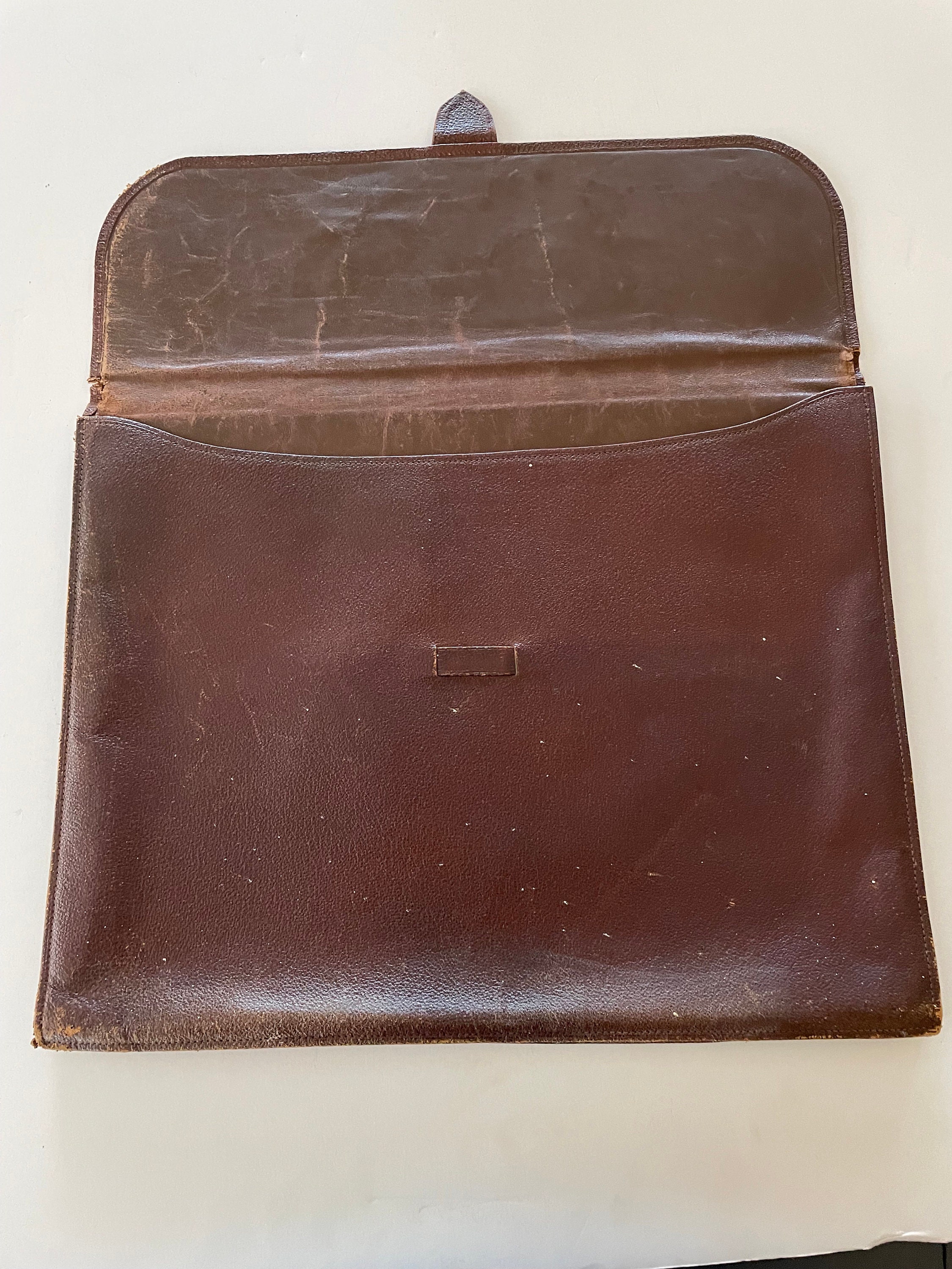 Vintage Leather File Folder Document Case, Aged Italian Leather - Etsy